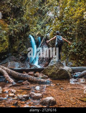Natural waterfall of the Cerro Azul Meambar National Park (Panacam) in ...