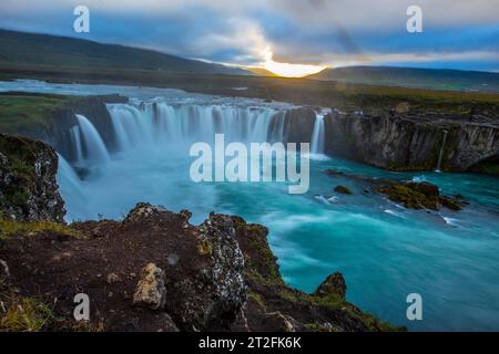 The impressive Godafoss waterfall from below. Iceland Stock Photo - Alamy