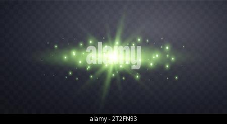 Green lens flare. Isolated on transparent background. Sun flash with ...