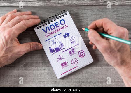 Conference concept drawn on a notepad Stock Photo - Alamy