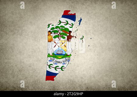 Grunge map of Belize printed on an old paper Stock Photo - Alamy