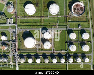 Aerial drone view of Gelsenkirchen Refinery, a large complex refinery ...