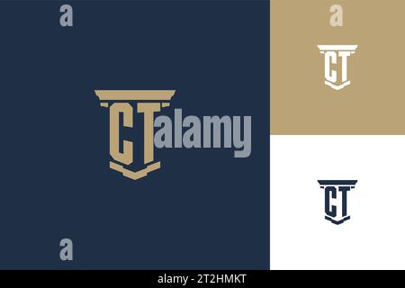 CT monogram initials logo design with shield icon template Stock Vector ...