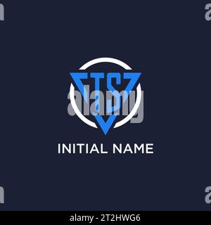 TS logo with triangle shape and circle rounded design template isolated on white background ...