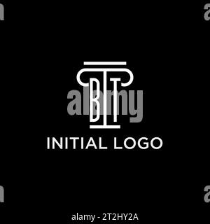 BT monogram logo with pillar shape icon, luxury and elegant design logo for law firm initial ...