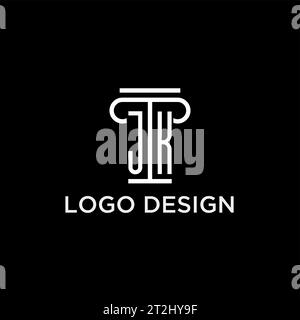 JK monogram logo with pillar shape icon, luxury and elegant design logo for law firm initial ...