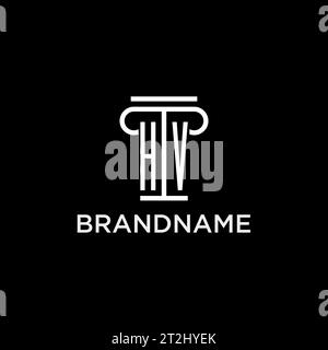 HV monogram logo with pillar shape icon, luxury and elegant design logo for law firm initial ...