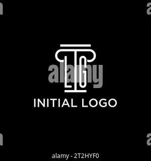 LG monogram logo with pillar shape icon, luxury and elegant design logo for law firm initial ...