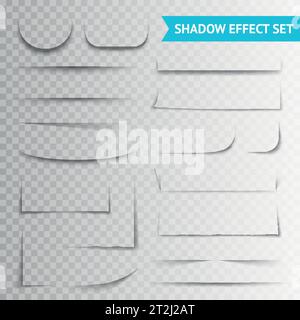 Set of circle and oval shadow effects. Different realistic soft grey ...