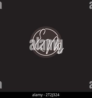 EM Initial letter circular line logo template vector with gradient ...