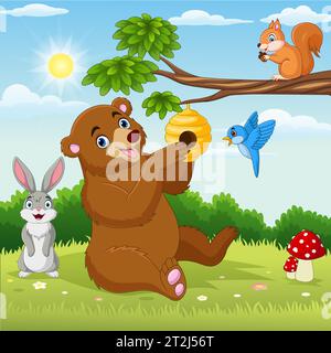 Bear is playing in the garden Stock Vector Image & Art - Alamy