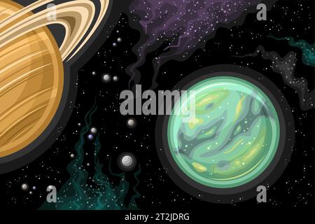 Vector Fantasy Space Chart, horizontal poster with cartoon design ...