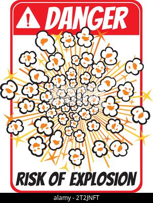 Risk of Popcorn Explosion Label. Caution Sign or Symbol. Vector ...