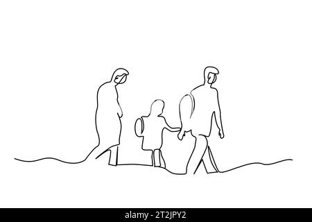 people family separation moving travel migration suitcase walking ...