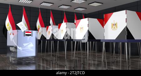 Egypt - polling station with ballot box and voting booths - election ...