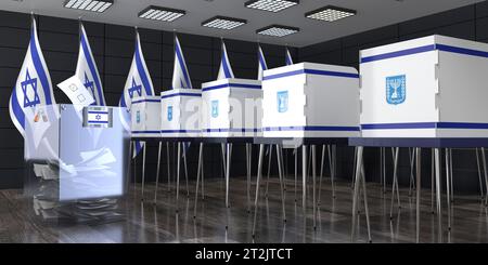 Israel - polling station with ballot box and voting booths - election ...