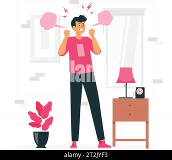 Stress and bad emotions of unhappy adult people vector illustration ...
