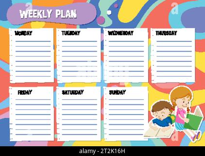 Vector cartoon characters on a weekly plan from Monday to Friday Stock ...