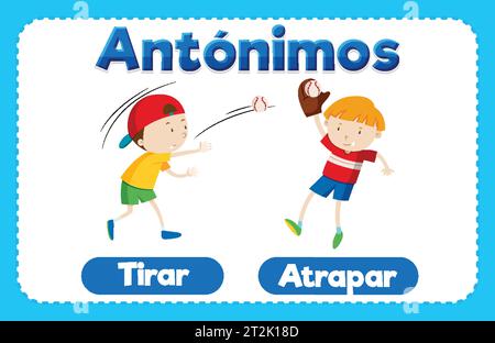 Opposite words for to throw and to catch illustration Stock Vector ...