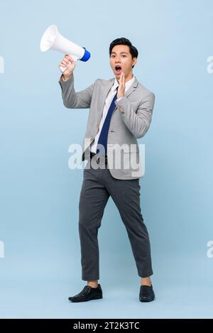 Young person yelling in megaphone and dollar shield icon, currency ...