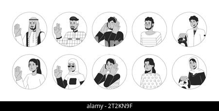 Arabian middle eastern 2D linear vector avatars illustration set Stock ...