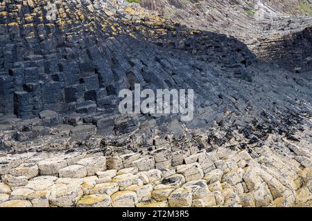 Bizzarely formed polygonal columnar basalt on the uninhabited rocky ...