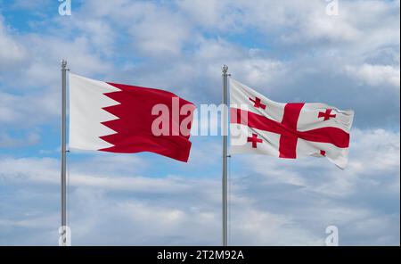 Georgia and Bahrain flags. 3D Waving flag design. Georgia Bahrain flag ...