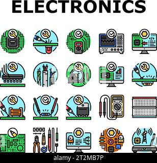 electronics technician technology icons set vector Stock Vector Image ...