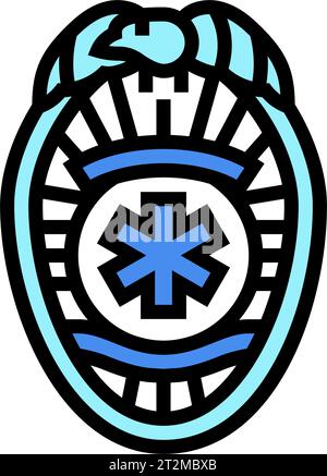 emt badge ambulance color icon vector. emt badge ambulance sign ...