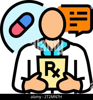medication counseling pharmacist line icon vector illustration Stock ...
