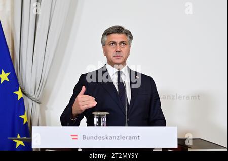 Vienna, Austria. 20th Oct, 2023. Press statements by Croatian Prime ...