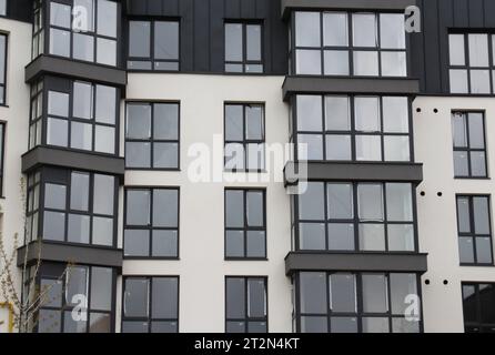 View and design of a metal-plastic windows from the outside Stock Photo ...