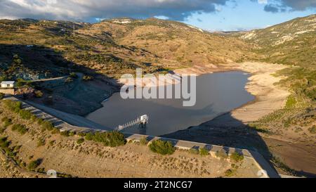 Low water level at the Mavrokolympos Reservoir Paphos district Republic ...