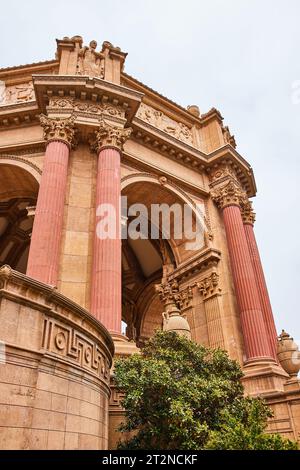 Ancient Roman architecture with open rotunda upward view at Palace of ...