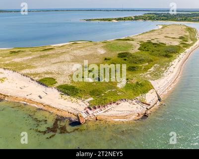 aerial view of the ruins on gardiners point island Stock Photo - Alamy