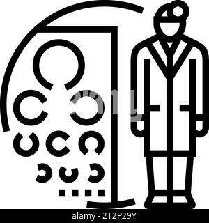 ophthalmic technician eye chart line icon vector illustration Stock ...