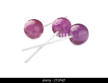 Many delicious lollipops isolated on white Stock Photo - Alamy