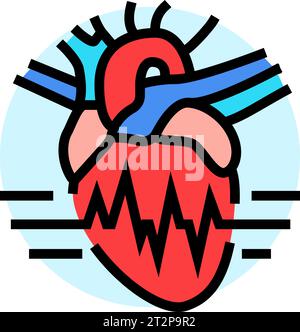 rapid heartbeat palpitations disease symptom color icon vector ...