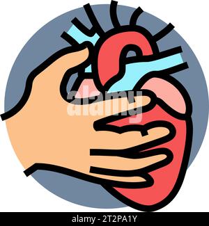 chronic heart palpitations disease symptom color icon vector ...