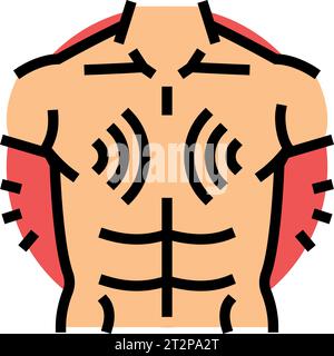 persistent chest pressure disease symptom color icon vector ...