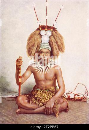 Samoan Chief in full ceremonial Costume from The living races of ...