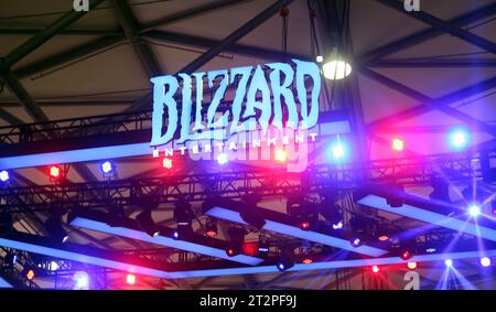 Blizzard's booth at the Chinajoy game show in Shanghai, China, July 30 ...