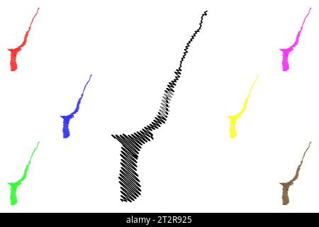 Lake Hawea (New Zealand, Oceania, South Island) map vector illustration ...