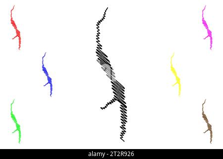 Lake Chilko (Canada, North America) map vector illustration, scribble ...