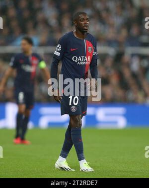 Ousmane Dembele of Paris St Germain is seen in action during the UEFA ...