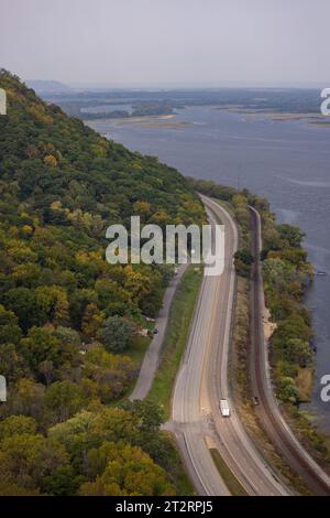 Mississippi River and Hills Scenic Autumn Landscape Stock Photo - Alamy