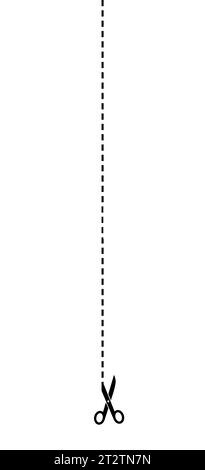 Shear mark. Scissor with dot line. Dotted outline on paper. Scissor ...