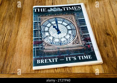 The front page and masthead of The Times, a British tabloid newspaper ...
