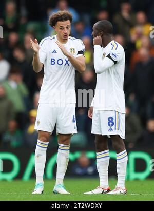 Leeds United's Ethan Ampadu (left) and Derby County's Kenzo Goudmijn ...