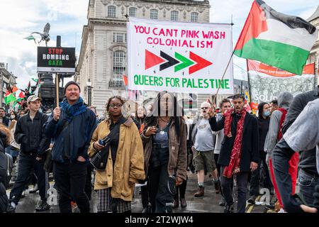 Colonialism placard at a Free Palestine protest in London following the ...